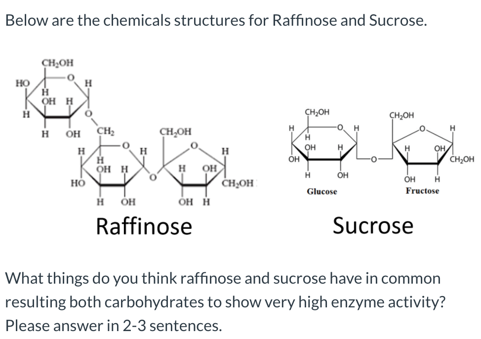 Solved Below are the chemicals structures for Raffinose and | Chegg.com