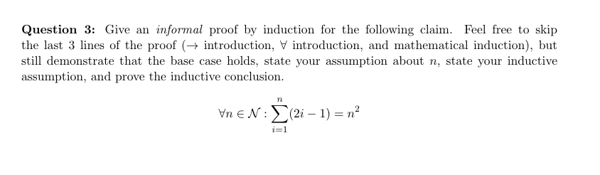 Solved Give an informal proof by induction for the following | Chegg.com