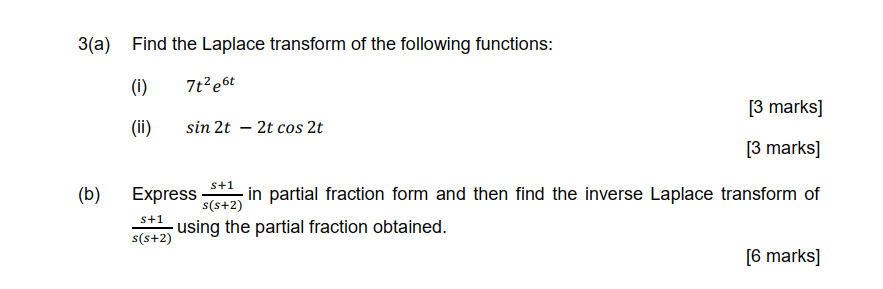 Solved 3(a) Find the Laplace transform of the following | Chegg.com