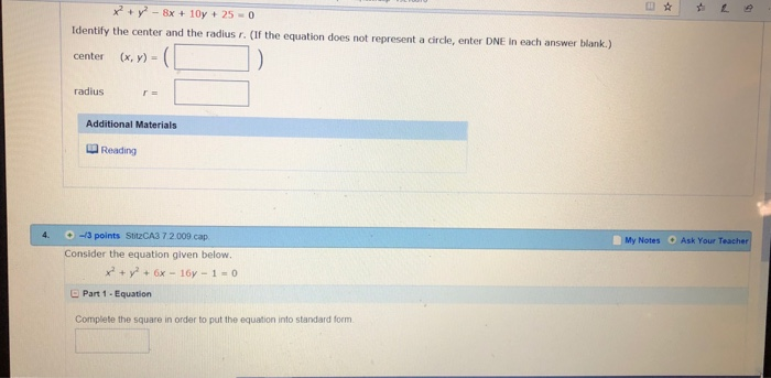 Solved x2 + y2 _ 8x + 10y + 25-0 Identify the center and the | Chegg.com