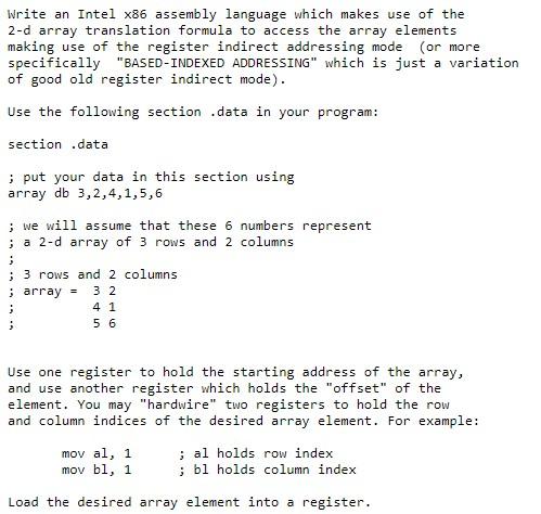 Write an Intel x86 assembly language which makes use | Chegg.com