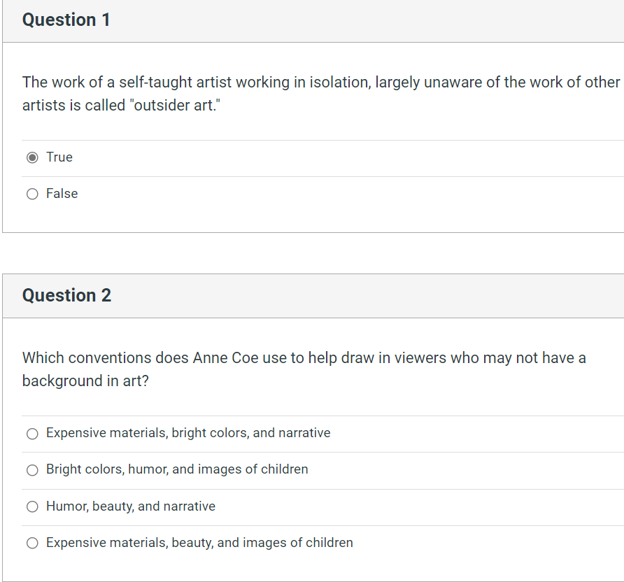 Solved Question 1 The work of a self-taught artist working | Chegg.com