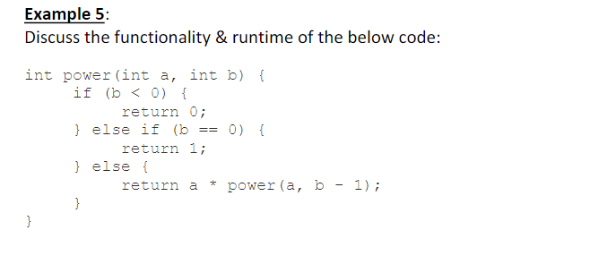 Solved Example 3: Discuss the functionality \& runtime of | Chegg.com