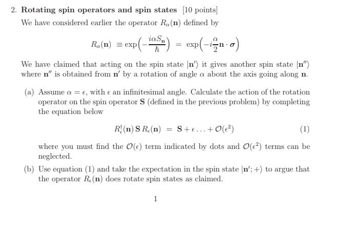 Solved 2. Rotating spin operators and spin states [10 points | Chegg.com