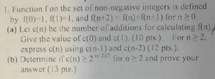 1. Function fon the set of non-negative integers is | Chegg.com
