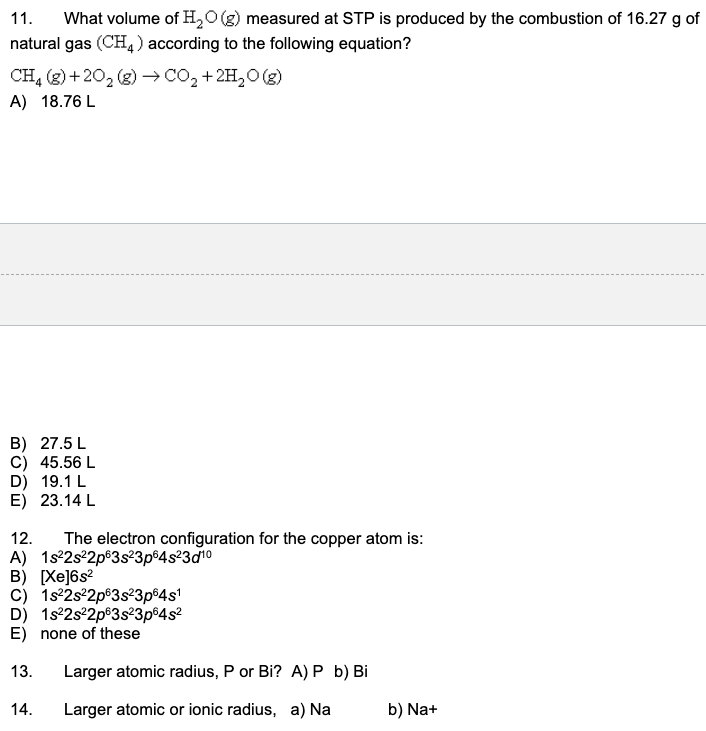 Solved 11. What volume of H2O(g) measured at STP is produced | Chegg.com