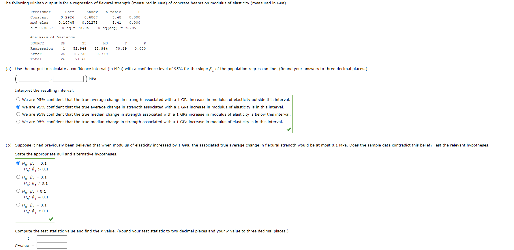 Solved The following Minitab output is for a regression of | Chegg.com