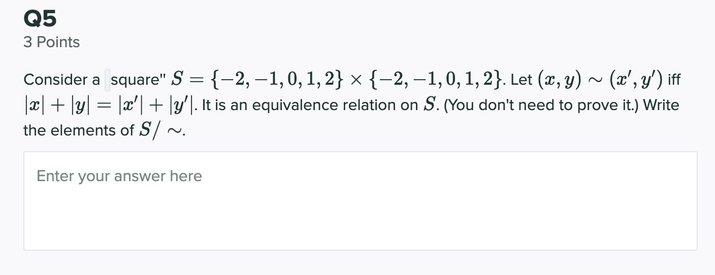 Solved Consider a square" S={−2,−1,0,1,2}×{−2,−1,0,1,2}. Let | Chegg.com