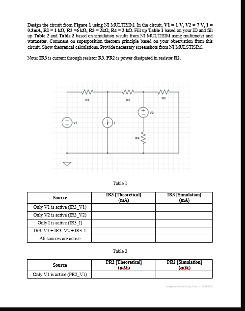 Solved Design the circuit from Figure 1 using NI MULTISIM. | Chegg.com