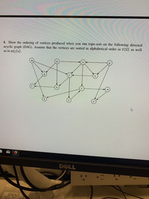 Solved 4. Show the ordering of vertices produced when you | Chegg.com