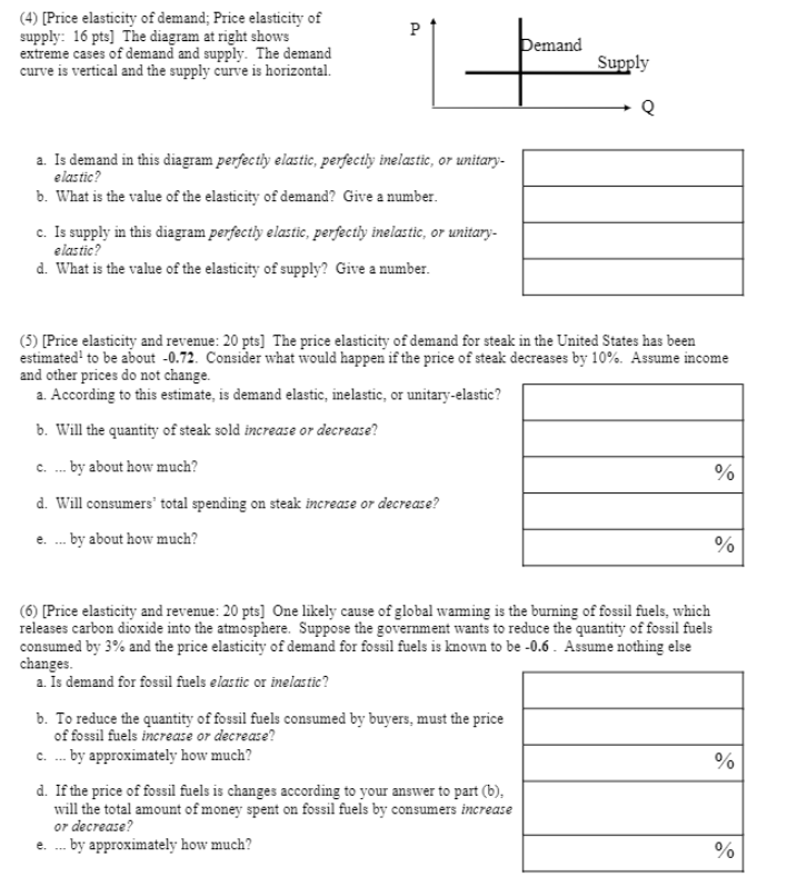 Solved (4) [Price elasticity of demand; Price elasticity of | Chegg.com