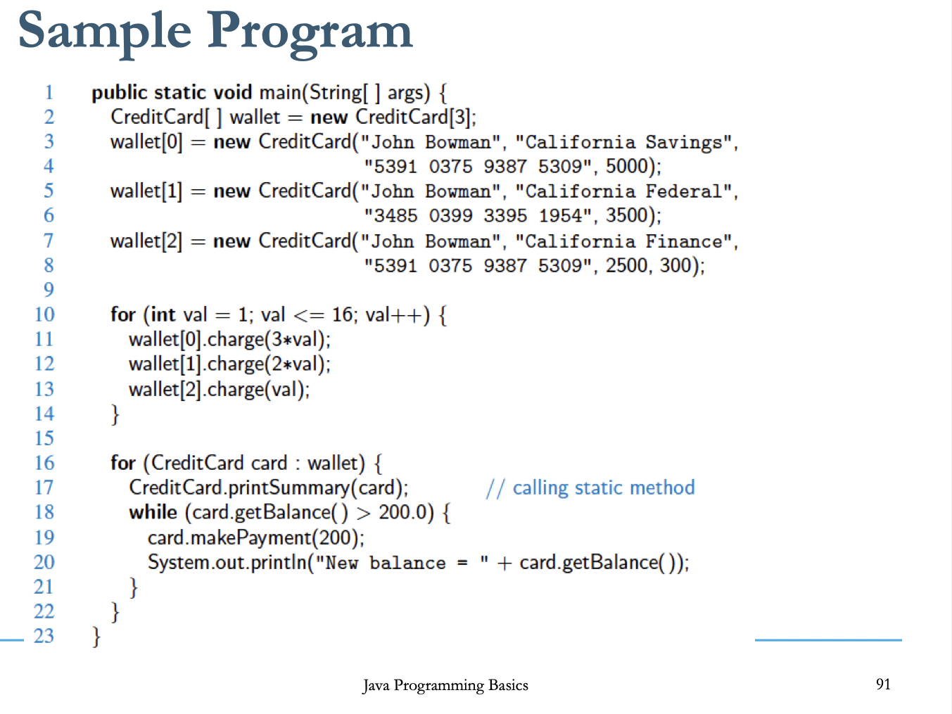 Solved 1. Imitate the example CreditCard at the end of the | Chegg.com