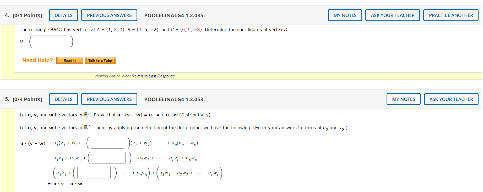 Solved 4. [0/1 Points] DETAILS PREVIOUS ANSWERS POOLELINALG4 | Chegg.com