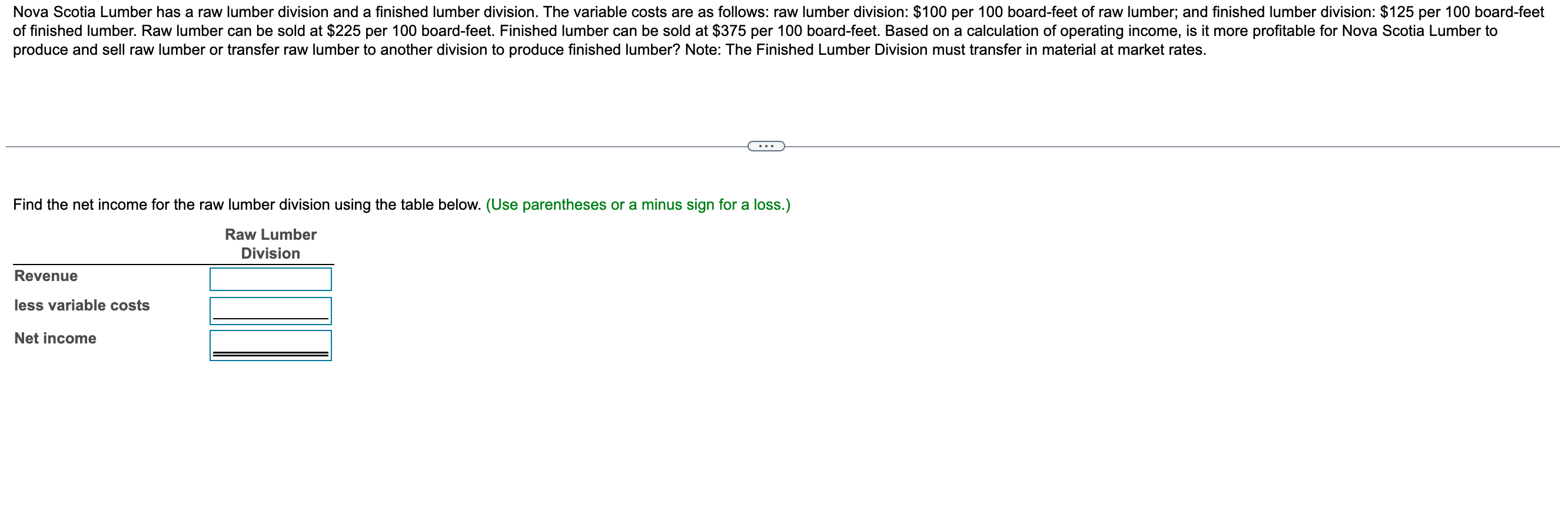 Solved produce and sell raw lumber or transfer raw lumber to | Chegg.com
