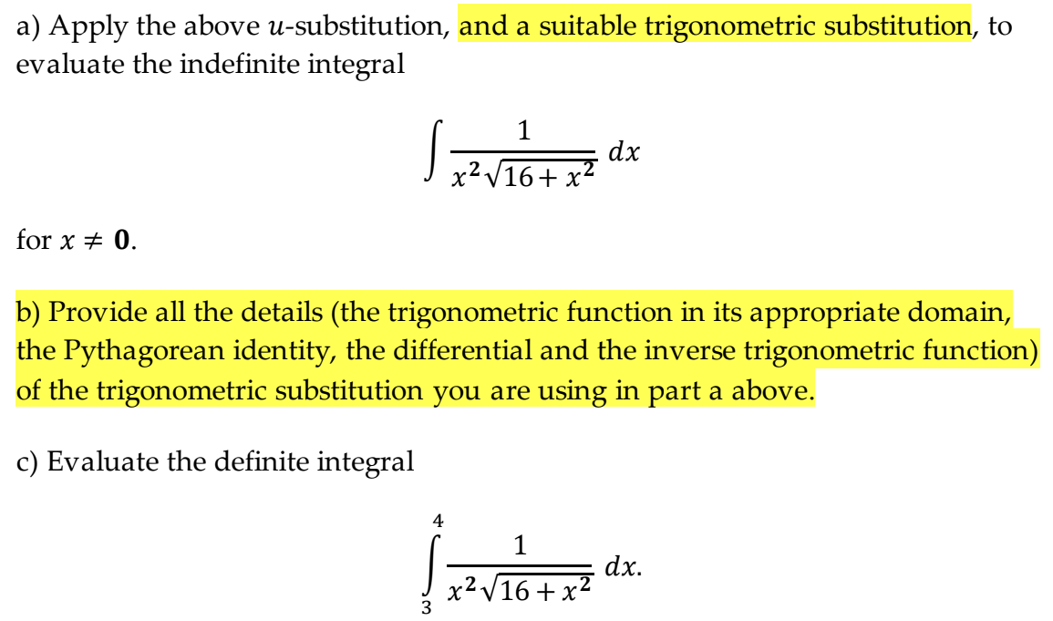 Solved a) Apply the above u-substitution, and a suitable | Chegg.com