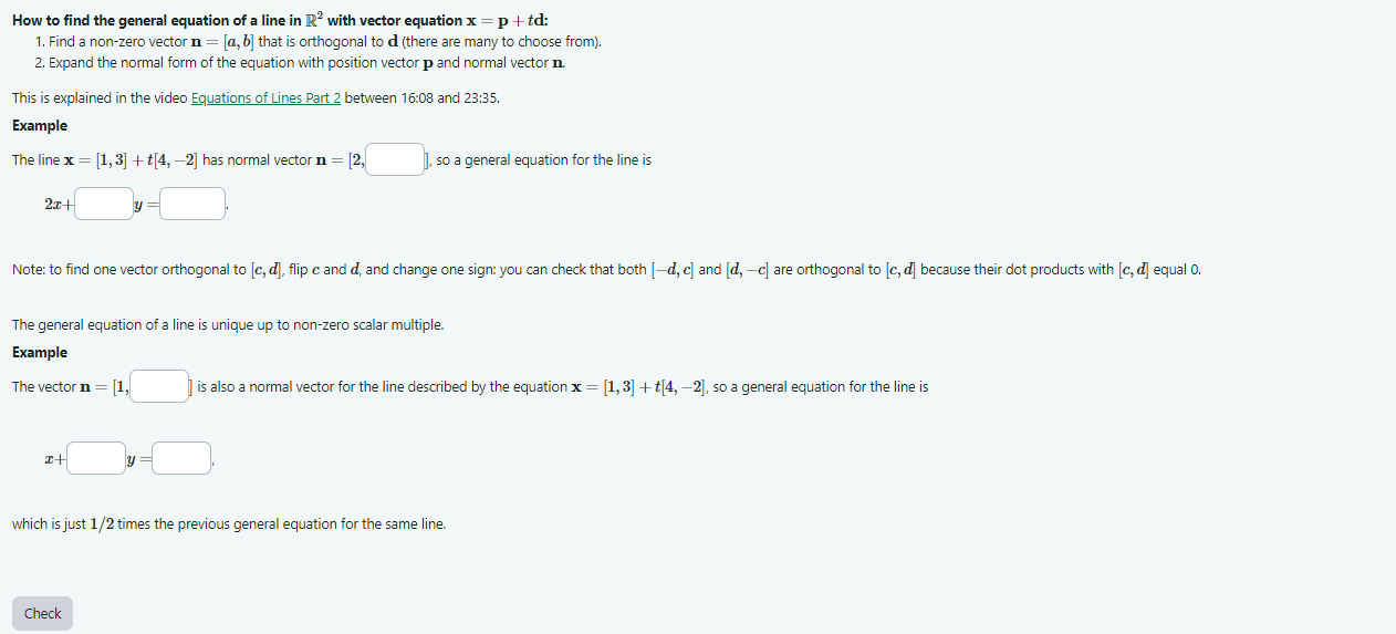 Solved How to find the general equation of a line in R2 with | Chegg.com