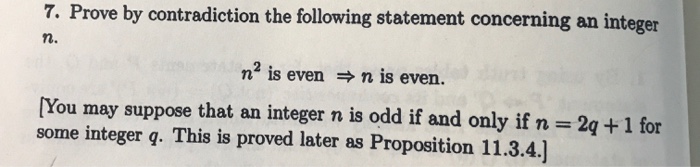 Solved Prove by contradiction the following statement | Chegg.com