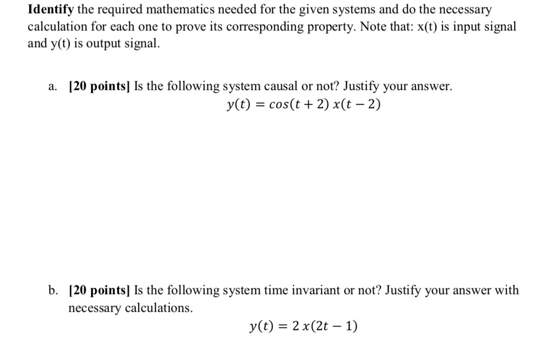 Solved Identify the required mathematics needed for the | Chegg.com