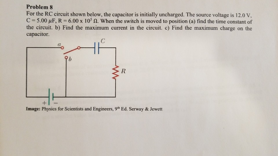 Solved Problem 8 For the RC circuit shown below, the | Chegg.com