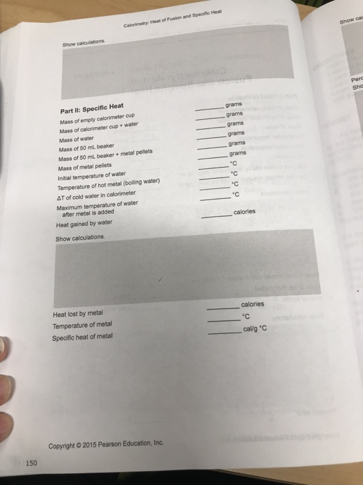Solved REPORT SHEET EXPERIMENT Calorimetry: Heat of Fusion | Chegg.com
