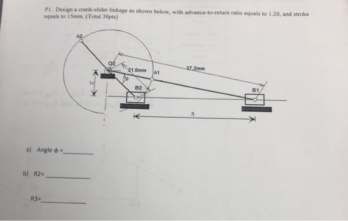 Solved a crank-slider linkage as shown below, with | Chegg.com