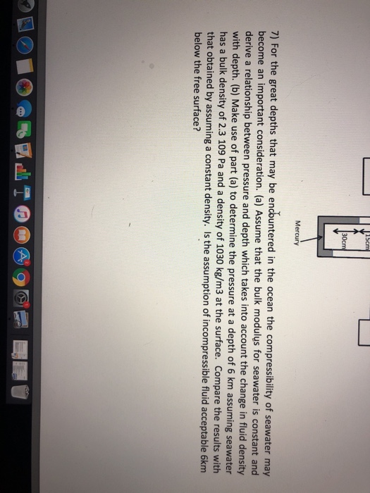 Solved Mercury 7) For the great depths that may be | Chegg.com