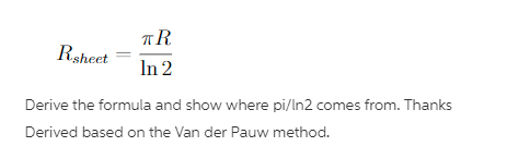 Solved πR Rsheet In 2 Derive the formula and show where | Chegg.com