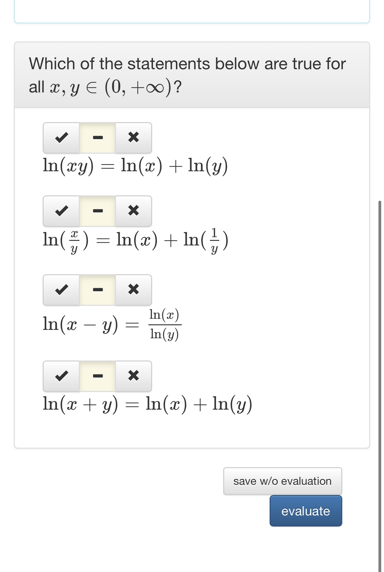 Solved Which of the statements below are true for all x,y | Chegg.com