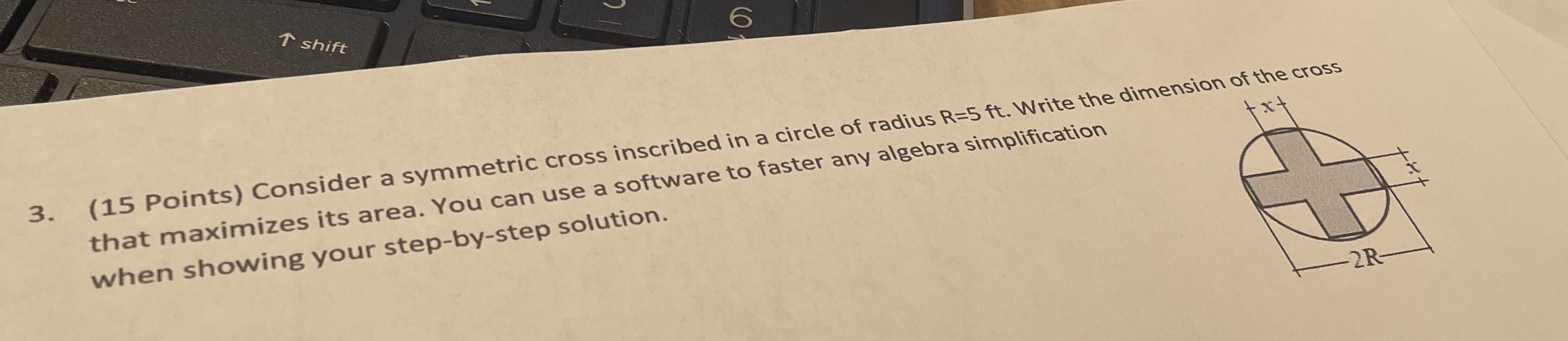 3. (15 Points) Consider a symmetric cross inscribed | Chegg.com
