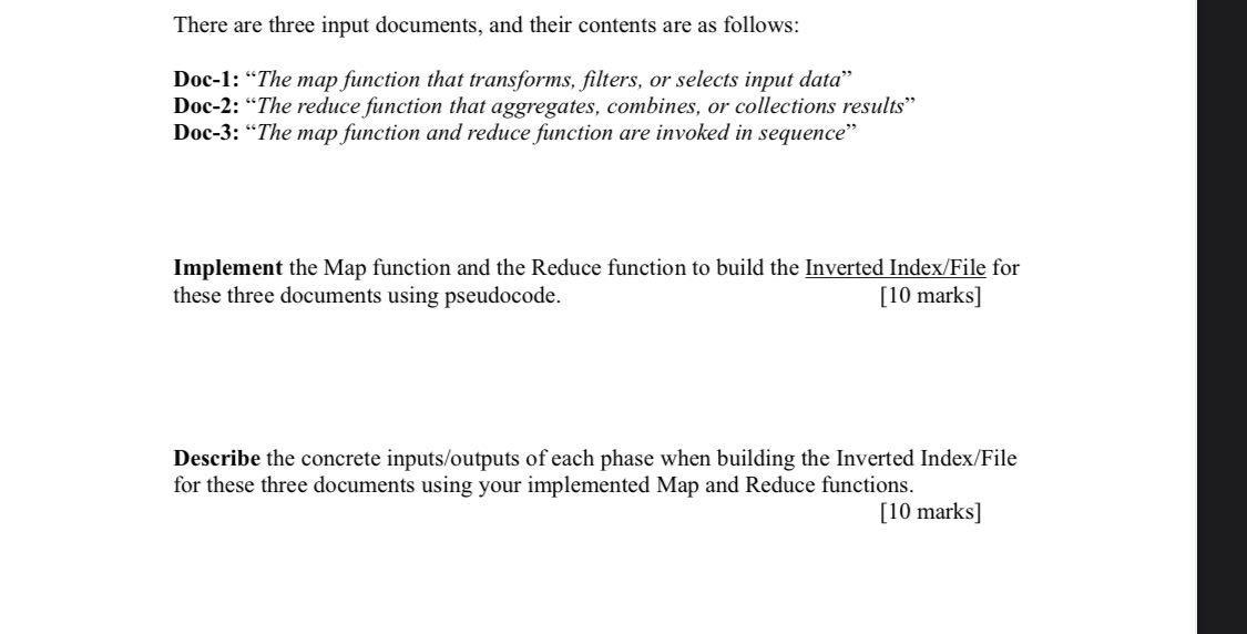 Solved There are three input documents, and their contents | Chegg.com