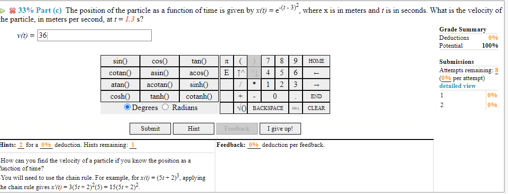 Solved ⇔33 Part C The Position Of The Particle As A