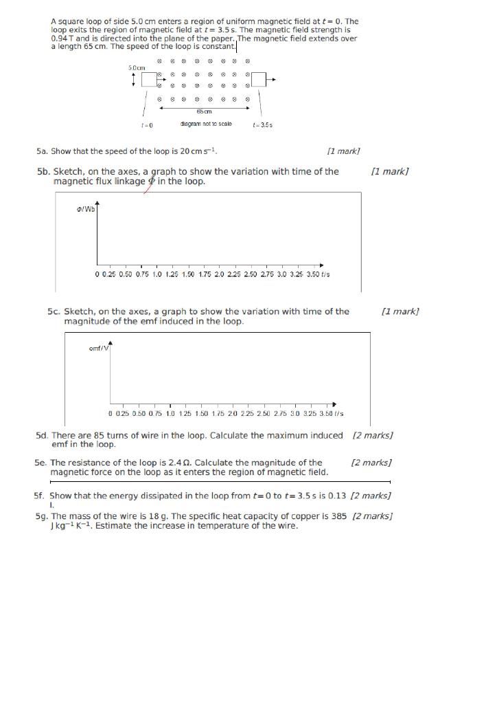 Solved A square loop of side 5.0 cm enters a region of | Chegg.com