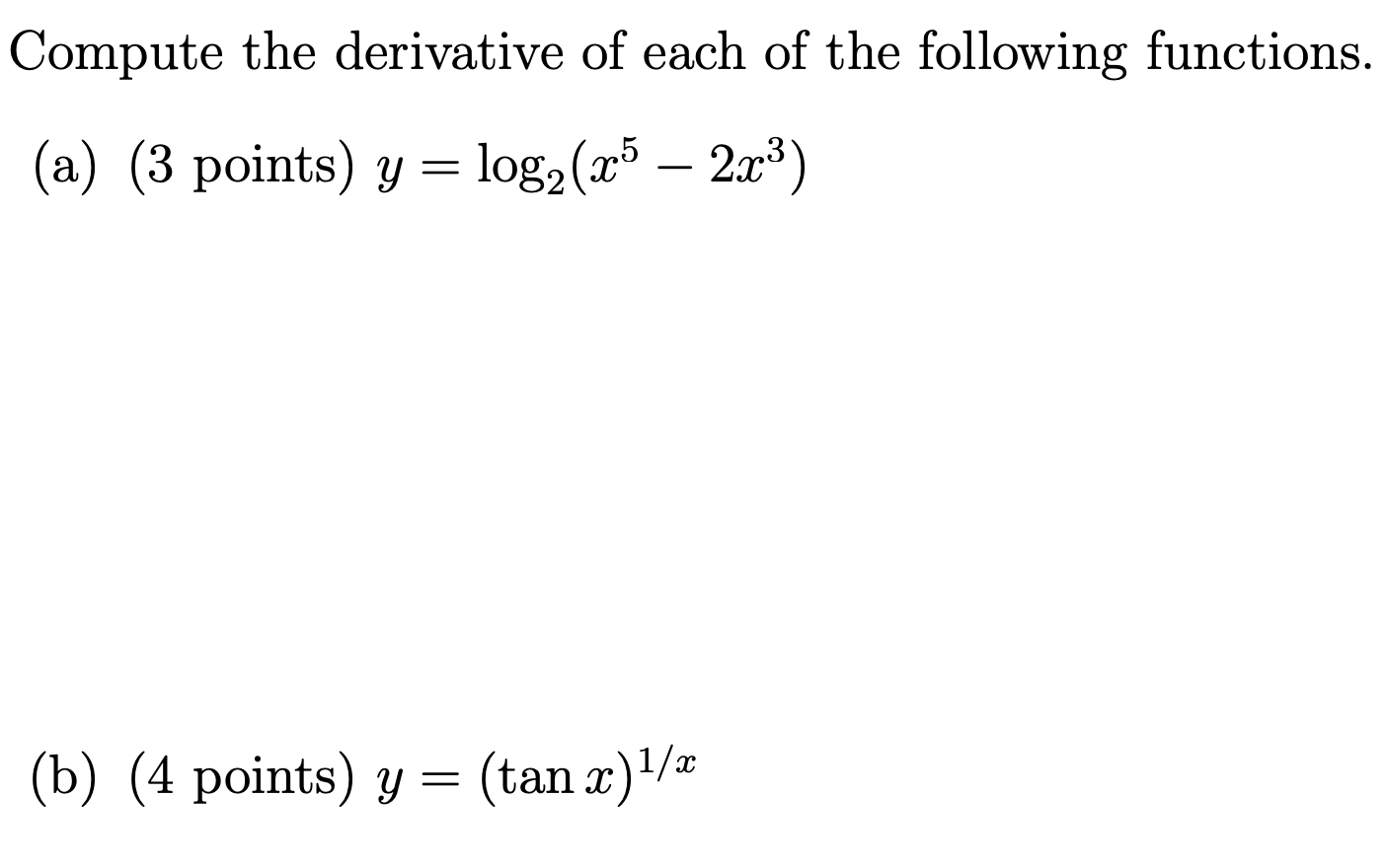 Solved Compute the derivative of each of the following | Chegg.com