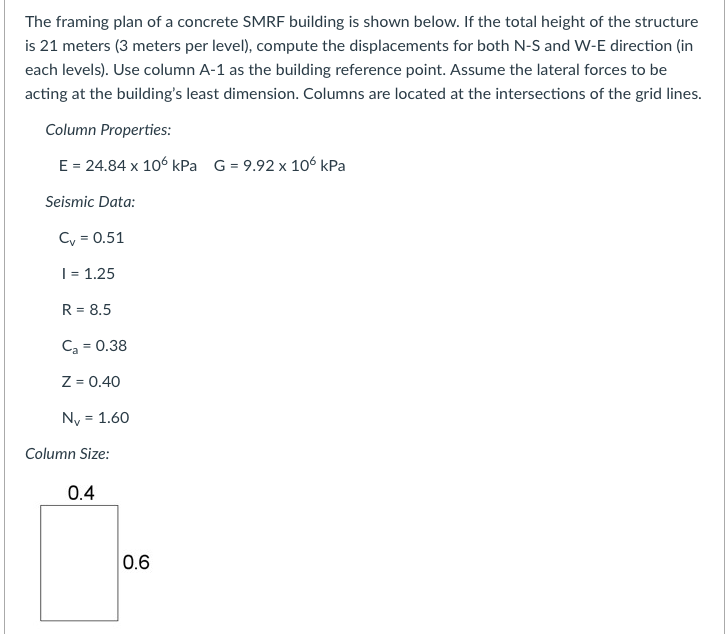 Solved The framing plan of a concrete SMRF building is shown | Chegg.com