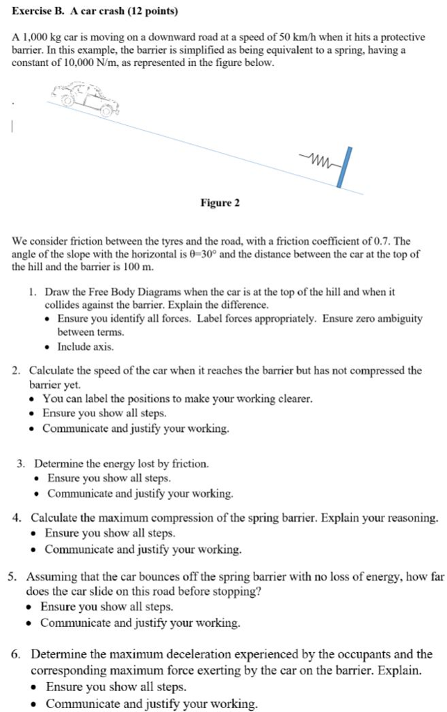 Solved: Exercise B. A Car Crash (12 Points) A 1,000 Kg Car... | Chegg.com