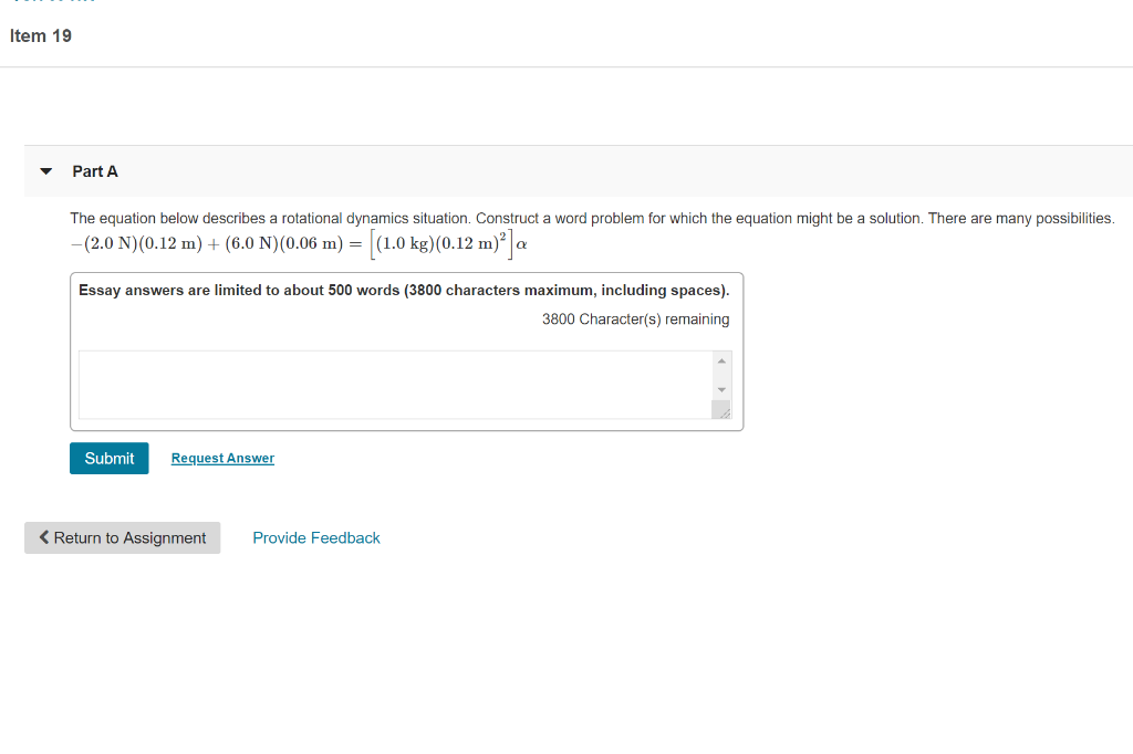 Solved Item 19 Part A The Equation Below Describes A Chegg