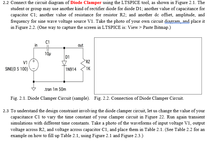 Solved 2.2 Connect the circuit diagram of Diode Clamper | Chegg.com