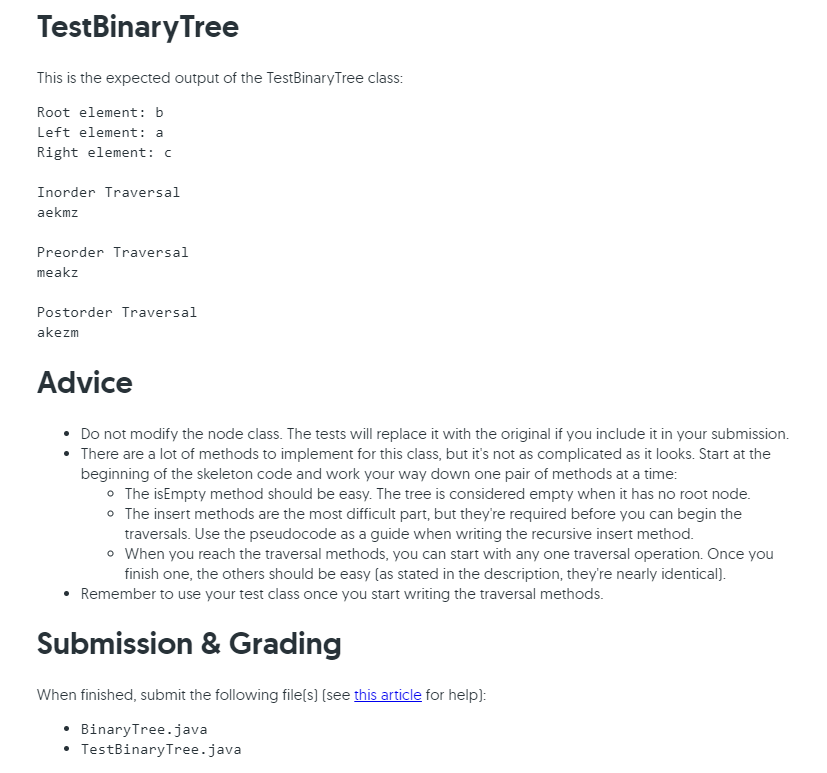 Solved For this activity you will create a class Binary Tree | Chegg.com