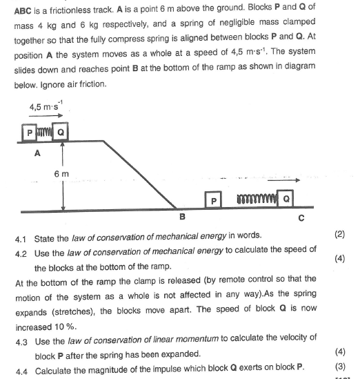 Solved ABC is a frictionless track. A is a point 6 m above | Chegg.com