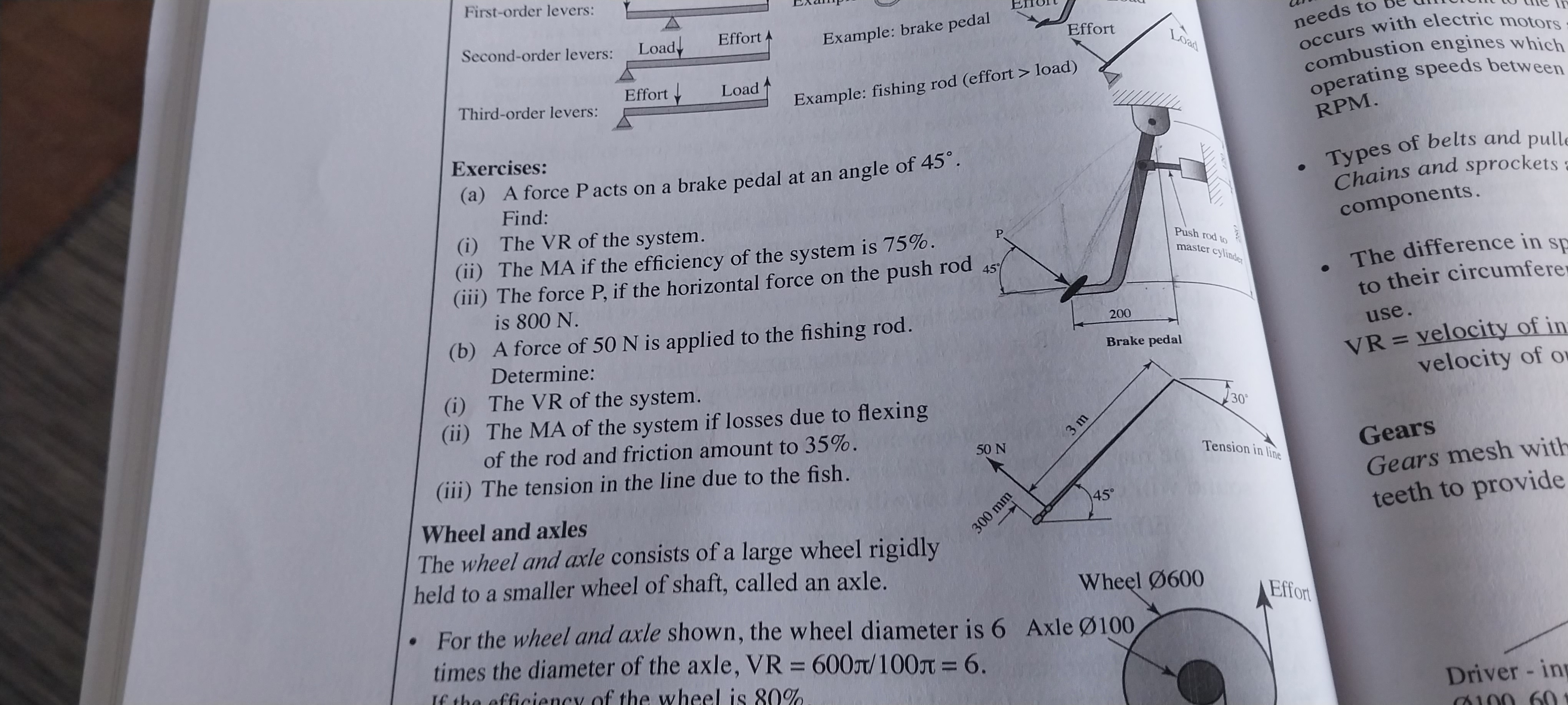 Solved First-order levers: Second-order levers: Example: | Chegg.com