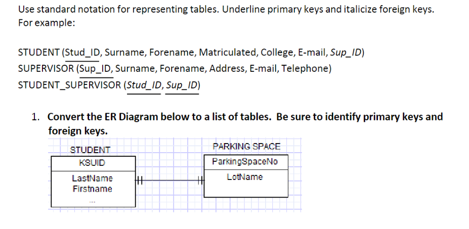 Solved Use standard notation for representing tables. | Chegg.com
