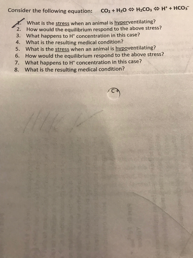 Solved Consider the following equation: CO2+ H20 H2CO3 H | Chegg.com