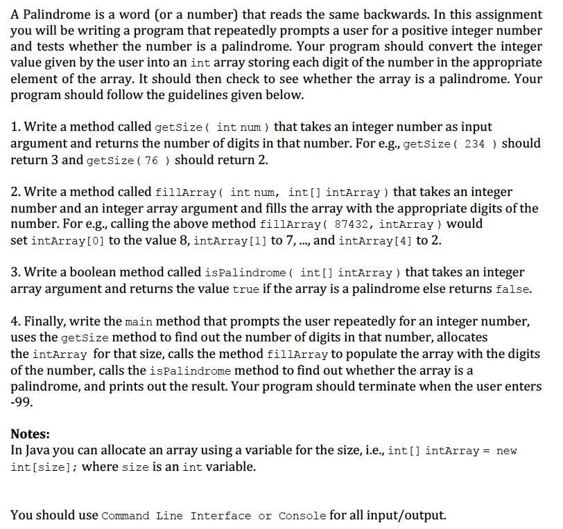 Solved A Palindrome is a word (or a number) that reads the | Chegg.com