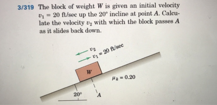 Solved 3/319 The block of weight W is given an initial | Chegg.com