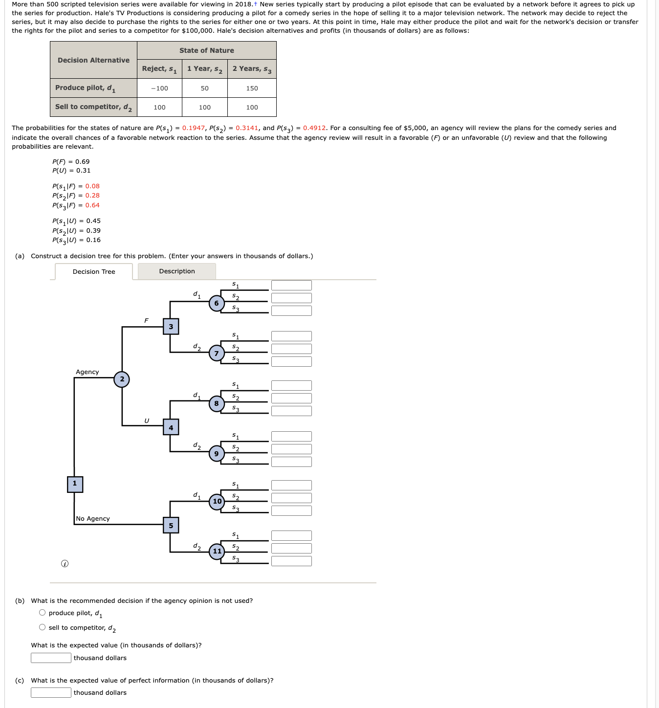 Solved (c) What is the expected value of perfect information | Chegg.com
