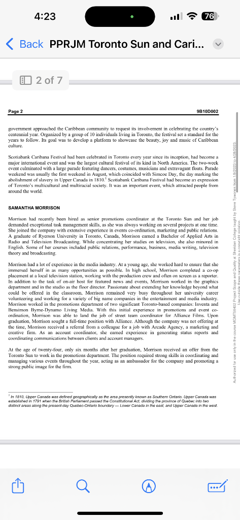 Solved Back PPRJM Toronto Sun and Cari... Pi 目 4 of 7 | Chegg.com