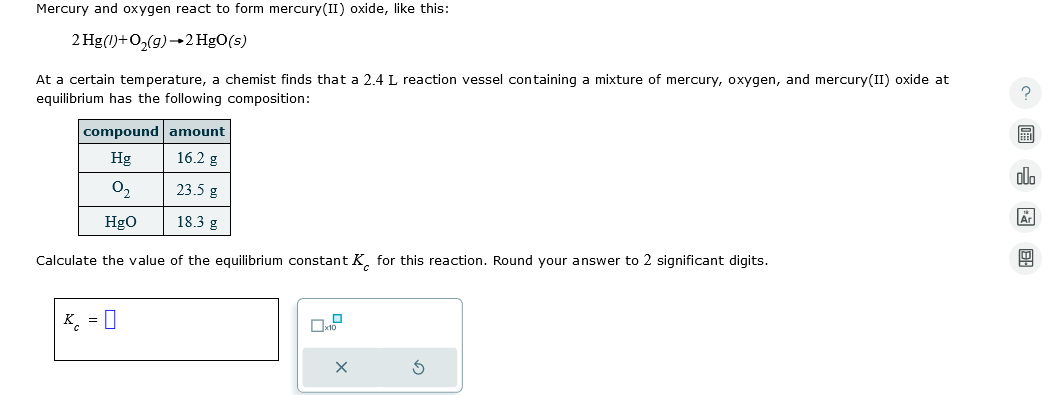 Solved Mercury and oxygen react to form mercury(II) ﻿oxide, | Chegg.com