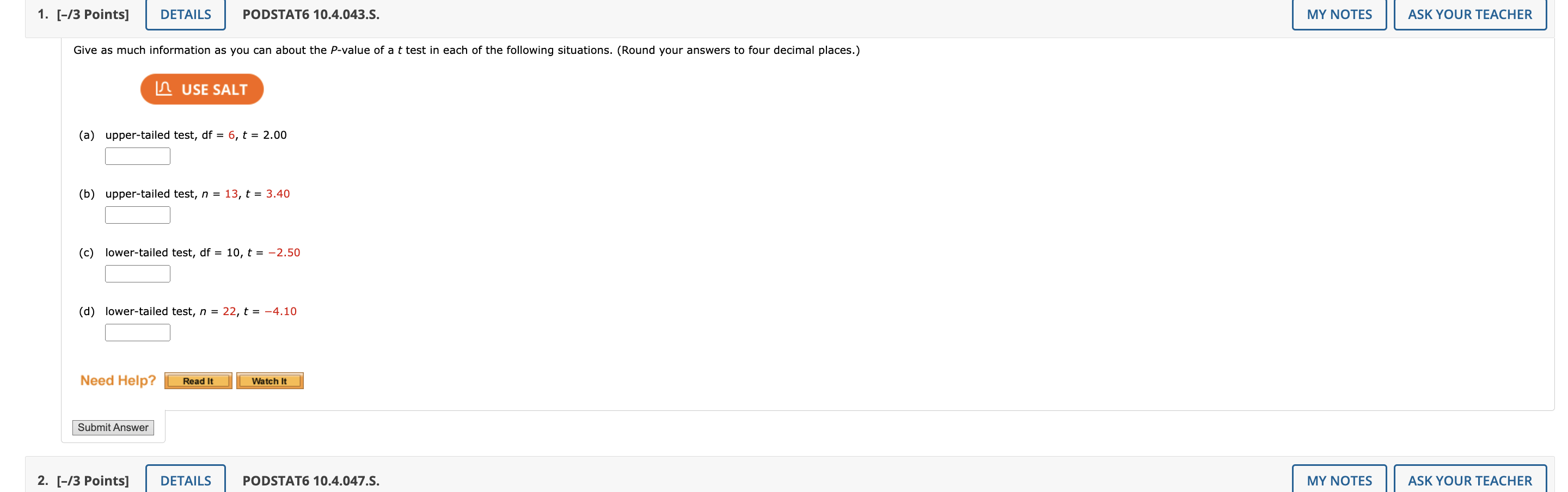 Solved a) upper-tailed test, \\( \\mathrm{df}=6, t=2.00 \\) | Chegg.com