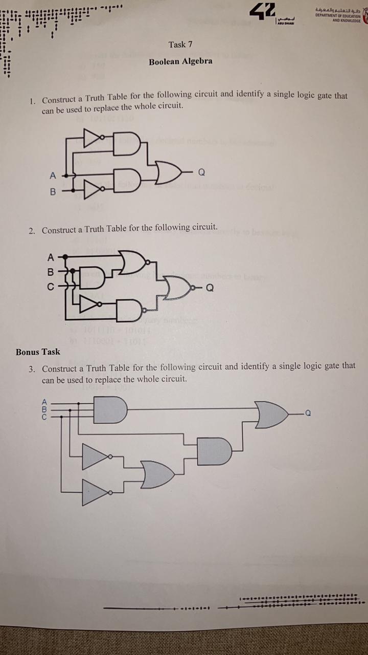 Solved 1. Construct a Truth Table for the following circuit | Chegg.com