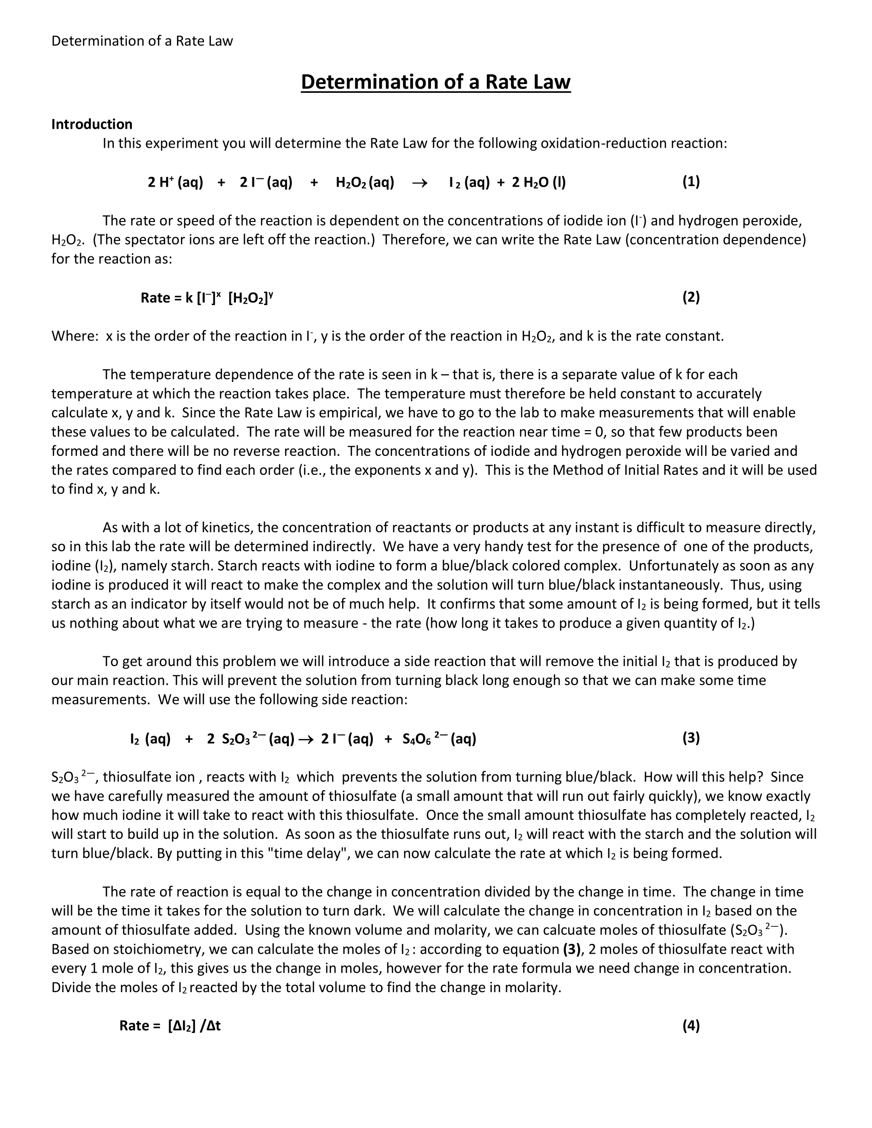 Determination of a Rate Law Determination of a Rate | Chegg.com